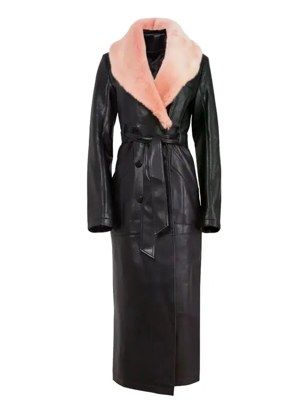 Fleur Du Mal Textured-collar Belted Coat - Black