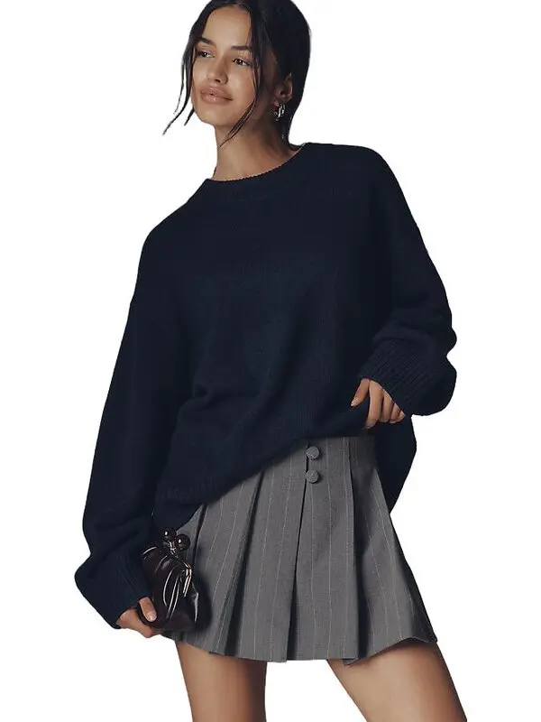 REFORMATION Oversized Cashmere Pullover Sweater - Navy