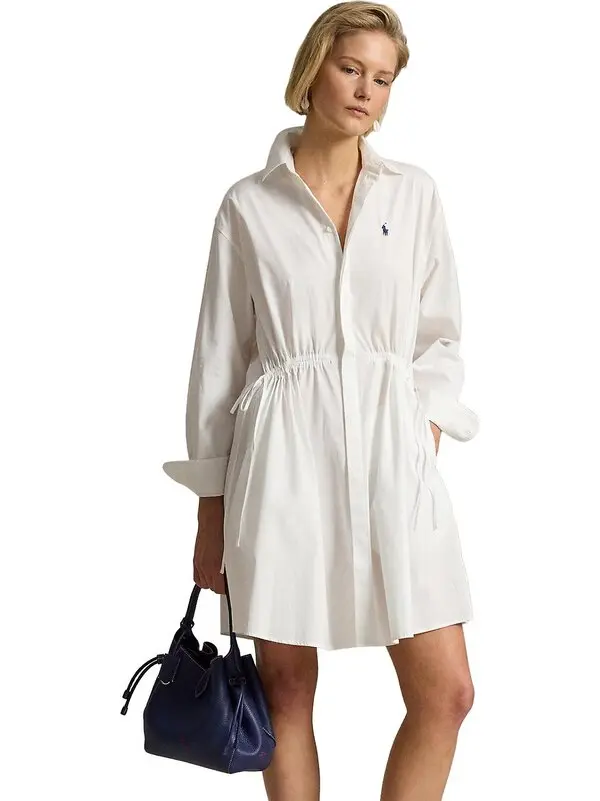 Ralph Lauren Cotton Drawcord Shirtdress - White