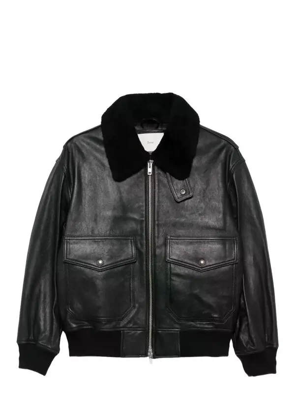 DUNST Zip-up Lambskin Bomber Jacket - Black