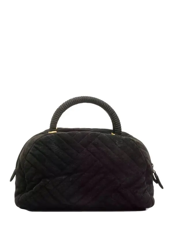 Prada 1990s Quilted Suede Tote Bag - Black