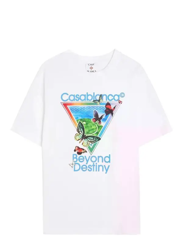 Casablanca Tennis Club Icon Beyond Destiny Printed Cotton T-shirt - White