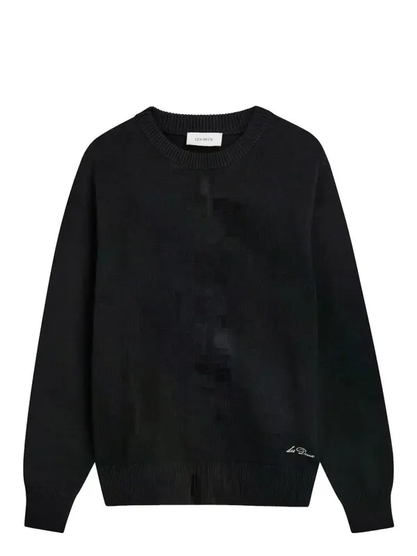 LES DEUX Logo-embroidered Sweater - Black
