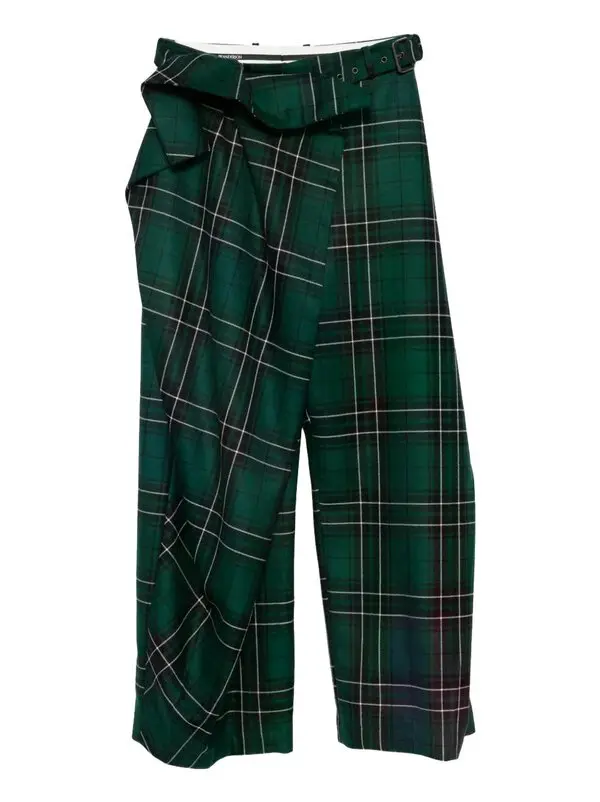 JW Anderson Fold-over Tartan Trousers - Green