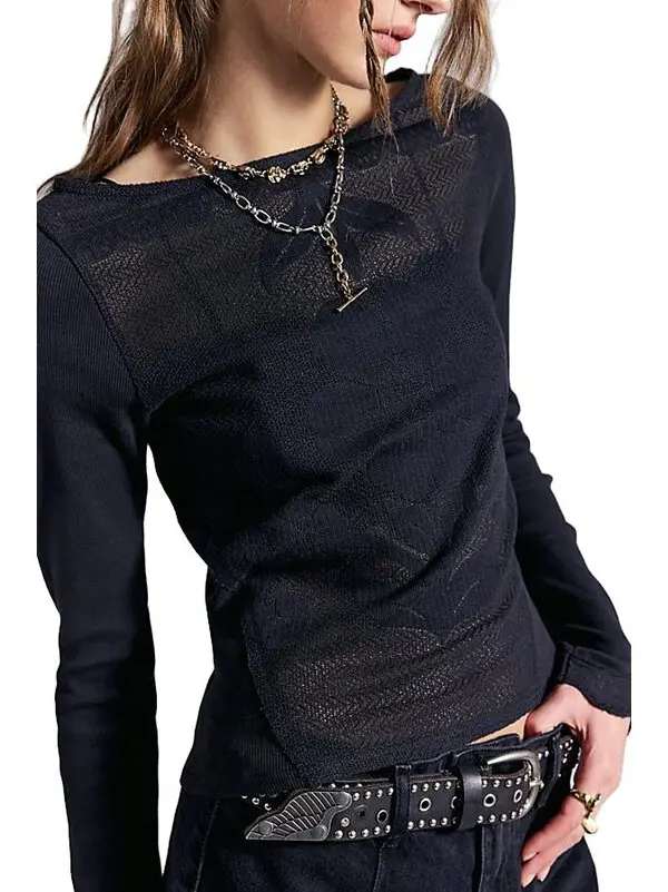 Free People Delilah Long Sleeve Top - Black