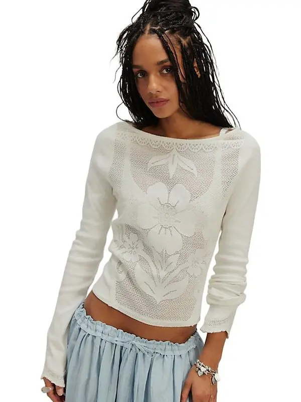 Free People Delilah Long Sleeve Top - Clean Ivory