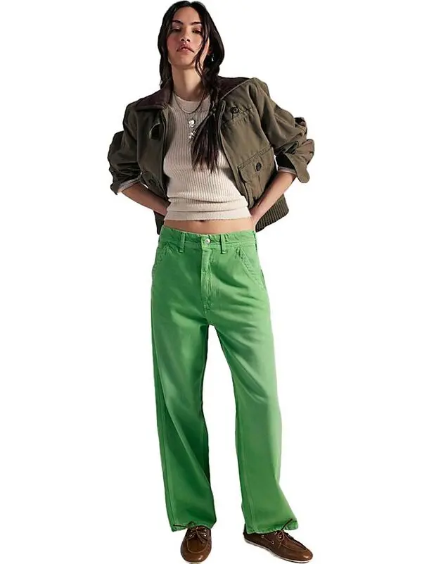 Free People We The Free Easton Low-rise Workwear Jeans - Shamrock