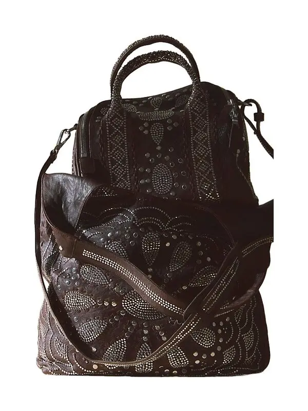 CHRISTIANSEN Studded Bowler Bag - Bitter Chocolate