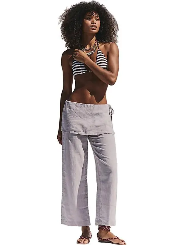 Free People Aqualuna Linen Skants - Sleet Grey