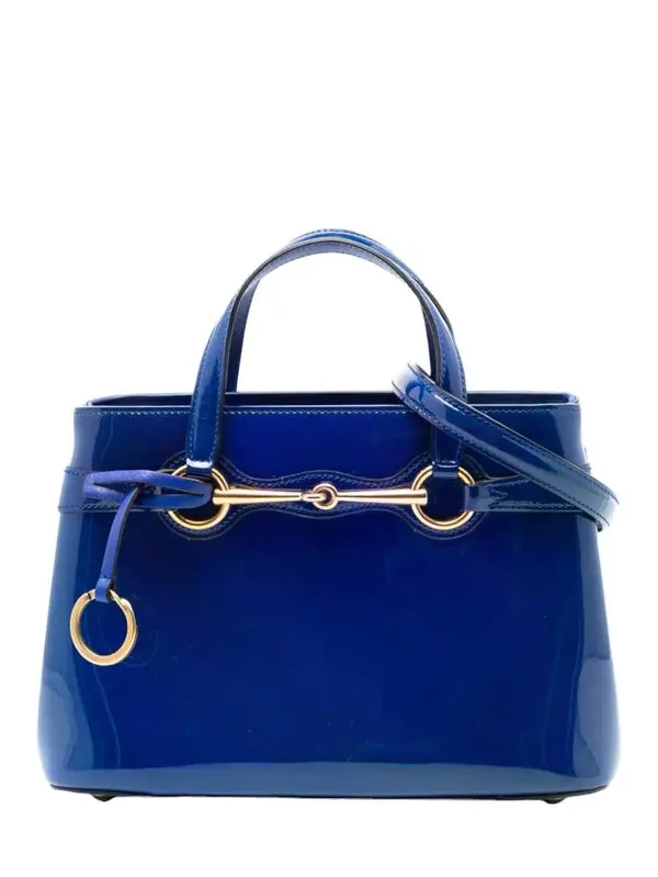 Gucci Patent Bit Satchel - Blue