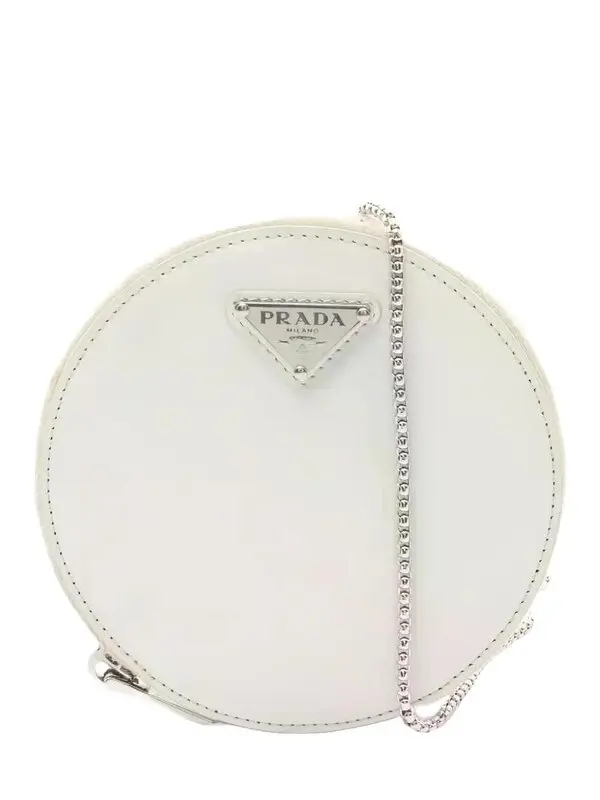 Prada 2000s Spazzolato Round Mini Bag - White