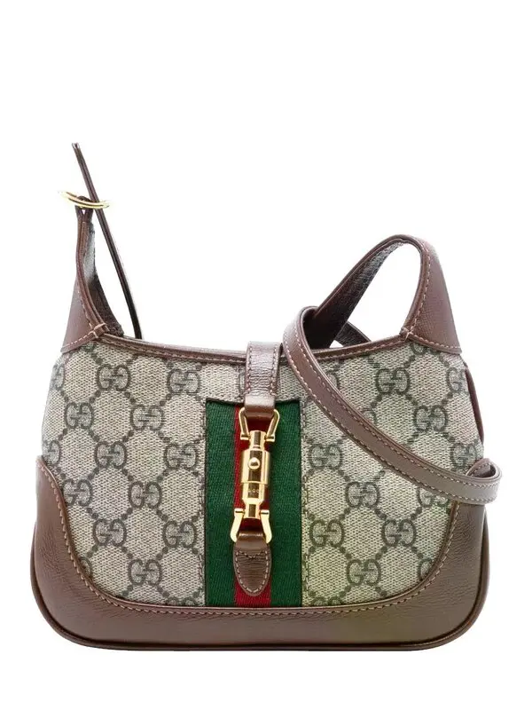 Gucci Mini Gg Supreme Web Jackie 1961 Crossbody Bag - Brown