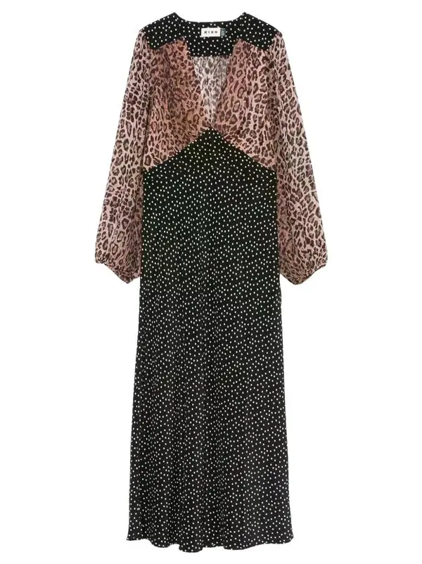 Rixo Kaila Polka-dot Midi Dress - Brown
