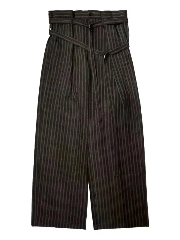 ANN DEMEULEMEESTER Striped Trousers With Belt - Brown
