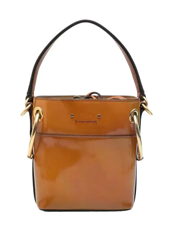 Chloé Mini Patent Roy Bucket Bag Satchel - Brown