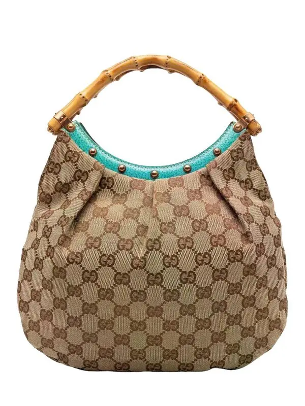 Gucci 2000-2015 Studded Gg Canvas Bamboo Hobo Bag - Brown