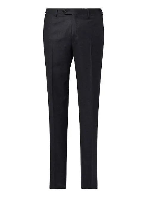 Corneliani Straight-leg Wool Flannel Trousers - Grey Dark Antracite