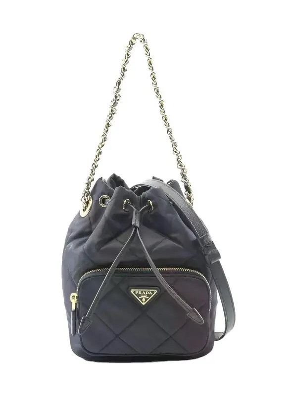 Prada 2010s Duet Quilted Bucket Bag - Blue