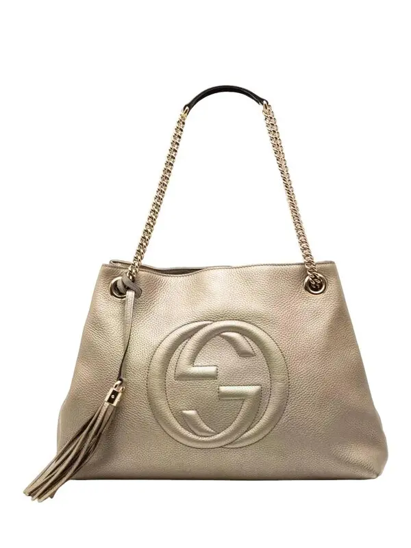 Gucci Medium Metallic Leather Soho Chain Tote - Gold