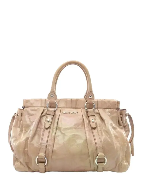 Miu Miu Leather Ring Handbag - Neutrals