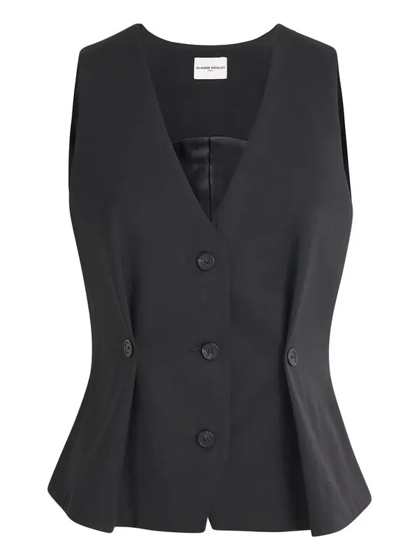 Claudie Pierlot Button Pleat Waistcoat - Black