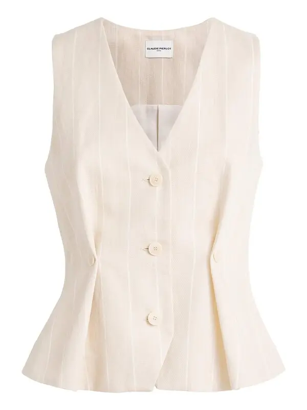 Claudie Pierlot Striped Pleated Waistcoat - White