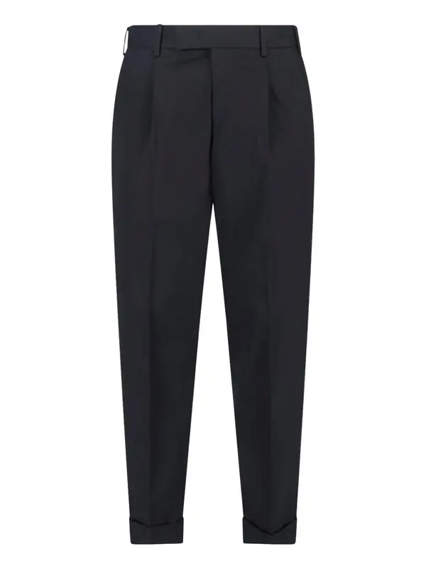 Incotex Cotton Straight Leg Pants - Black