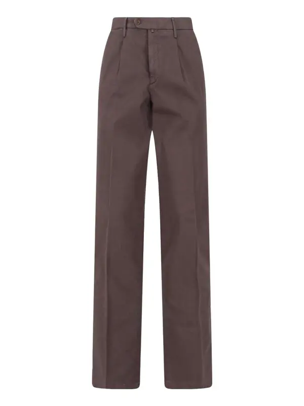 RANRA Cotton Straight-leg Pants - Brown