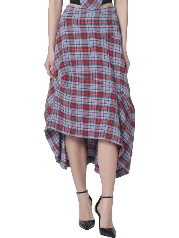 VIVIENNE WESTWOOD Aeroplane Tartan Linen Skirt - Multicolor