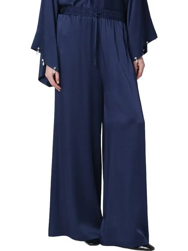 Stella McCartney Oversized Viscose Satin Trousers - Blue