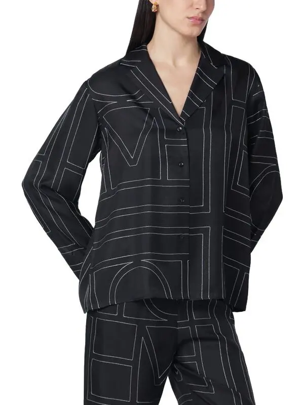 TOTEME Silk Monogram Shirt - Black