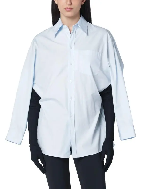 MAISON MARGIELA Cotton Shirt With Gloves - Light Blue