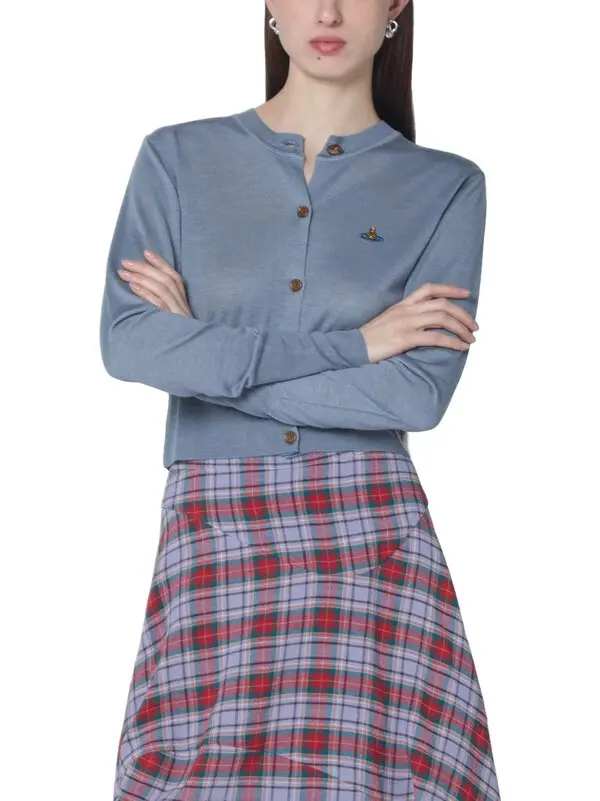 VIVIENNE WESTWOOD Wool And Silk Cropped Cardigan - Light Blue
