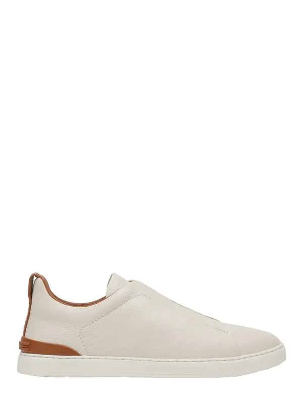 Zegna Leather Triple Stitch Sneakers - White