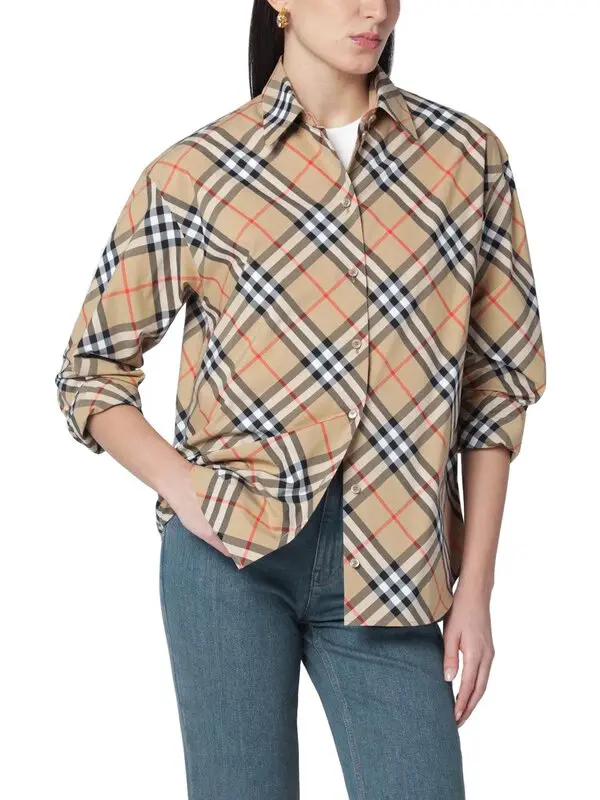 Burberry Check Pattern Shirt - Beige