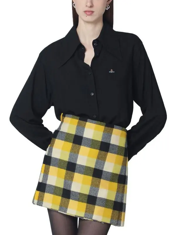 VIVIENNE WESTWOOD Viscose Shirt With Oversized Collar - Black