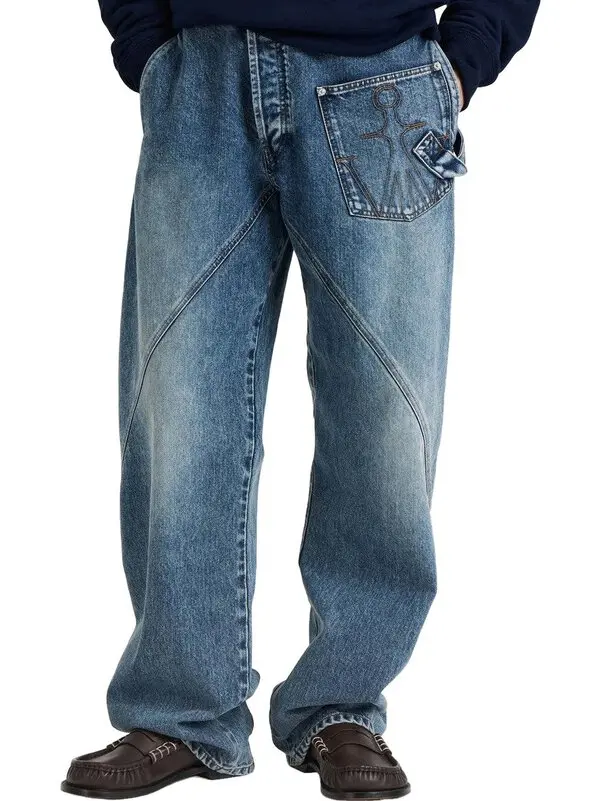 JW Anderson Mid-rise Twisted Denim Jeans - Blue