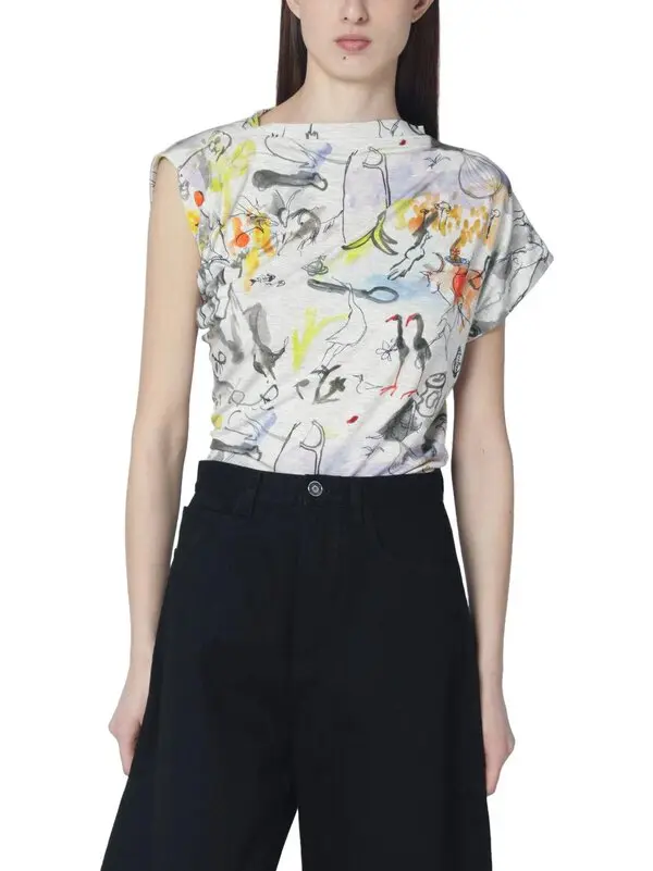 VIVIENNE WESTWOOD Hebo Asymmetric T-shirt With Wonderland Print - Multicolor