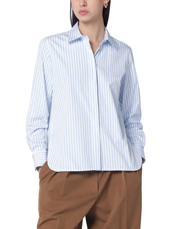 Max Mara Striped Cotton Shirt - Light Blue