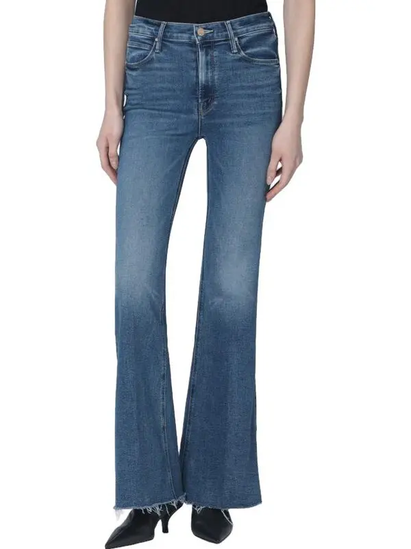 MOTHER Doozy Sneak Fray Flared Jeans - Blue