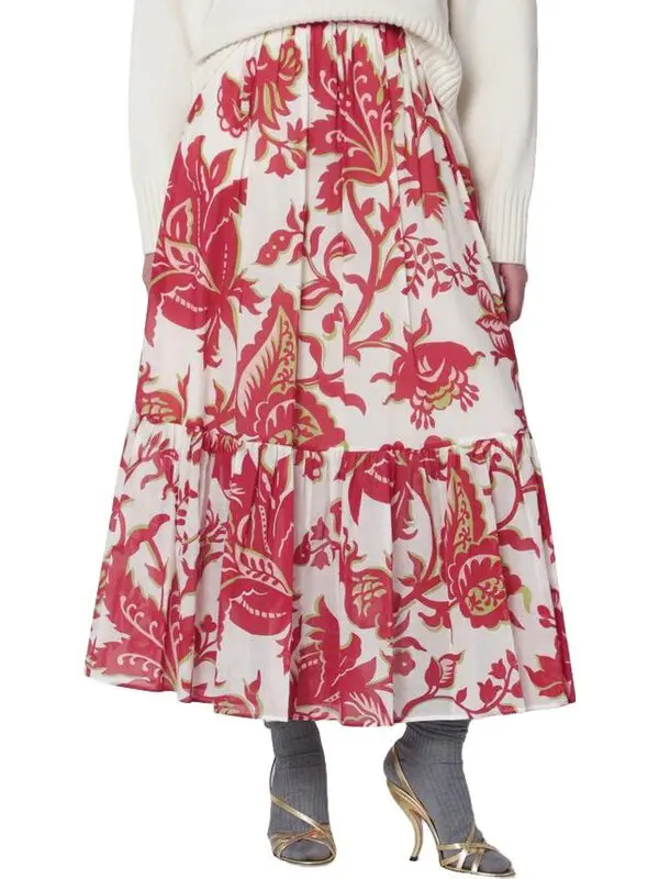 Etro Floral Print Full Skirt - Red