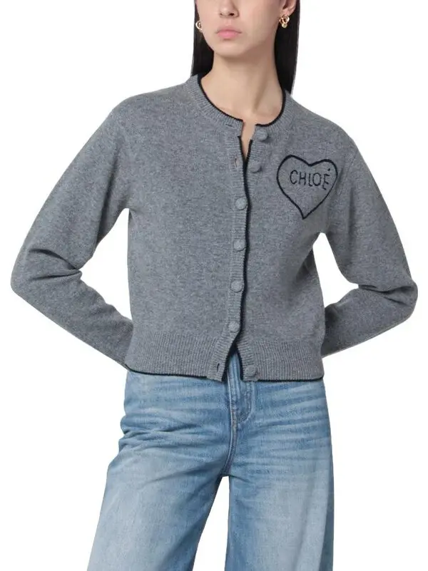 Chloé Wool And Cashmere Cardigan - Grey