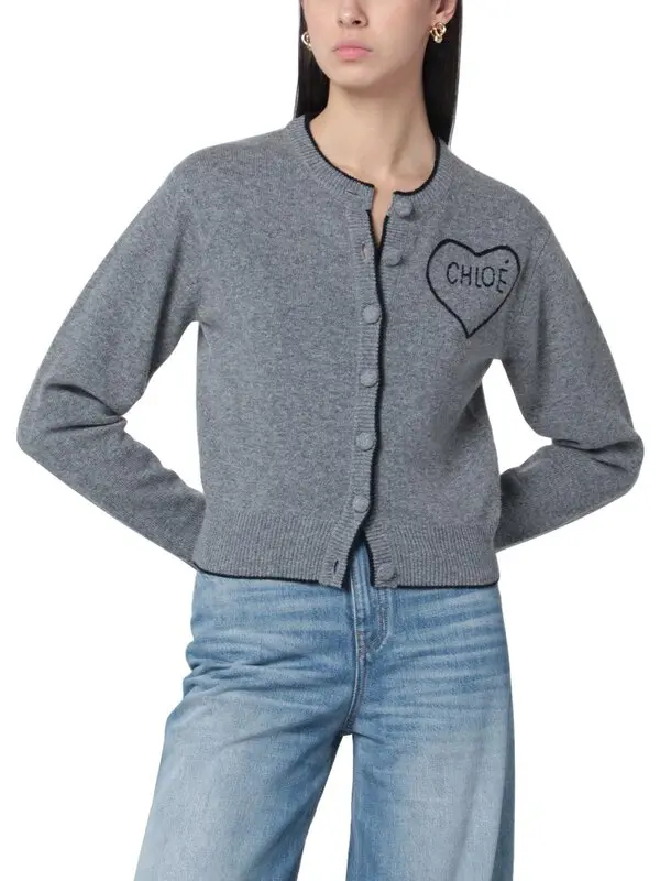 Chloé Wool And Cashmere Cardigan - Grey