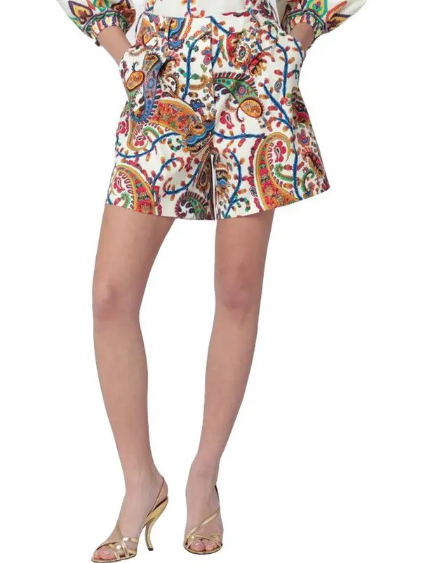 Etro Paisley Print Cotton-blend Shorts - Multicolor