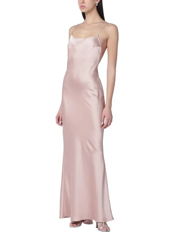 Andamane Ninfea Satin Gown With Draped Back - Pink