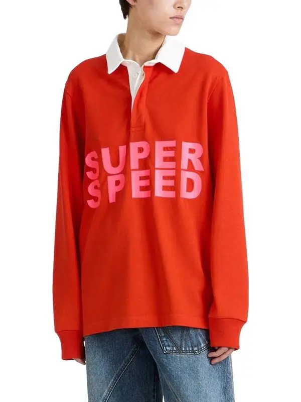 JW Anderson Super Speed Print Polo Shirt - Red