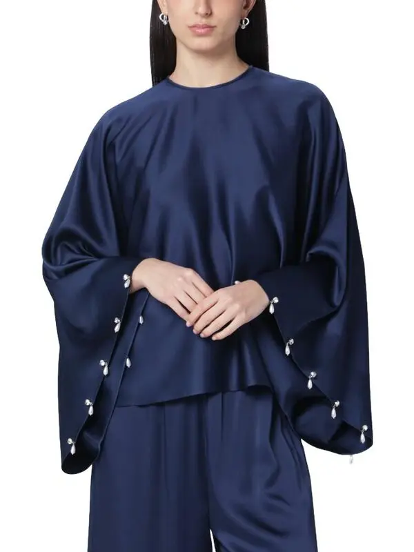 Stella McCartney Oversized Viscose Satin Blouse - Blue