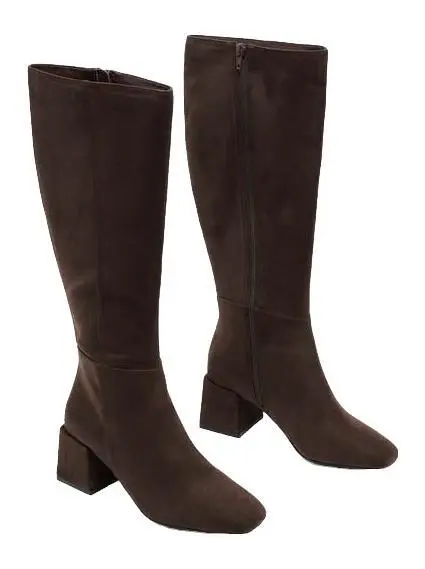 THERAPY AUSTRALIA Wolf Block Heel Tall Boots - Chocolate Microsuede