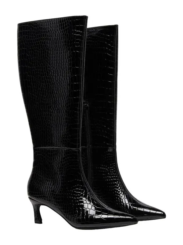 THERAPY AUSTRALIA Pointed Toe Tall Boots - Black Croc