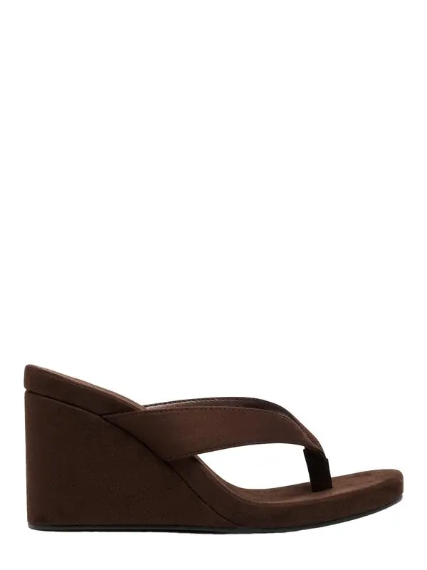THERAPY AUSTRALIA Ren Wedge Sandal - Chocolate Tonal Faux Suede